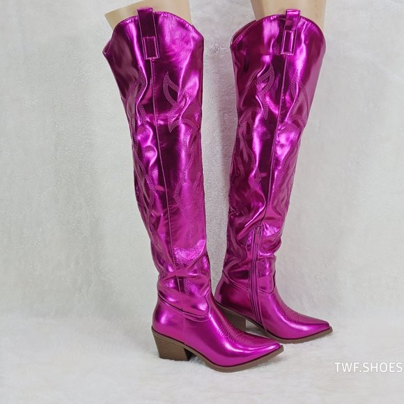 Mata Shoes | Shoes | Country Disco Cowboy Metallic Hot Pink Western ...